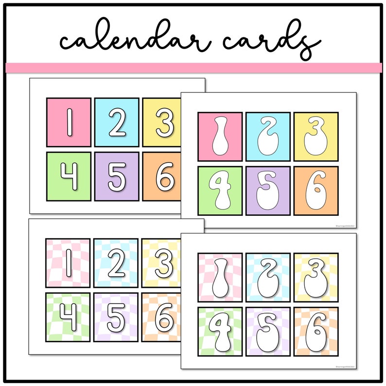 Retro Pastel Calendar | Pocket Chart | Happy Classroom Decor - Etsy