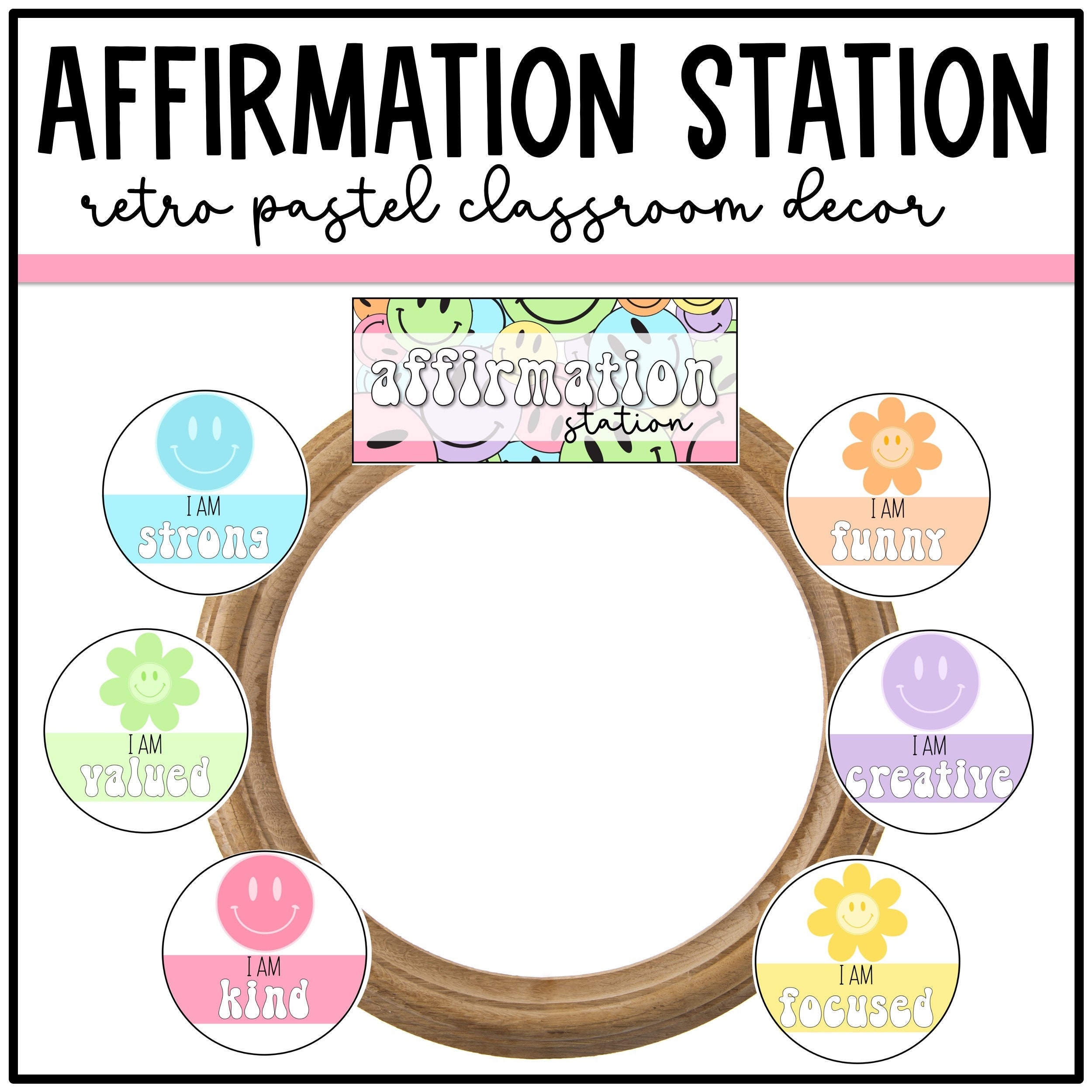 Retro Pastel Door Display Positive Affirmations Mirror - Etsy