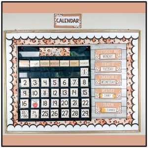 Modern Leopard Calendar, Pocket Chart, Cheetah Classroom Decor ...