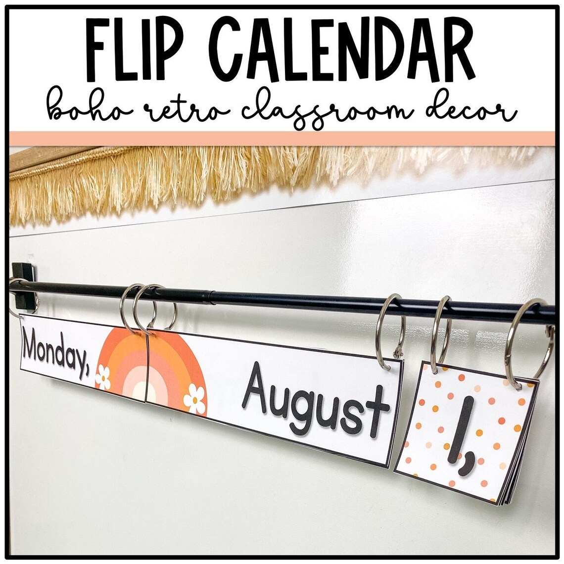 Boho Retro Flip Calendar Daisy Classroom Decor - Etsy