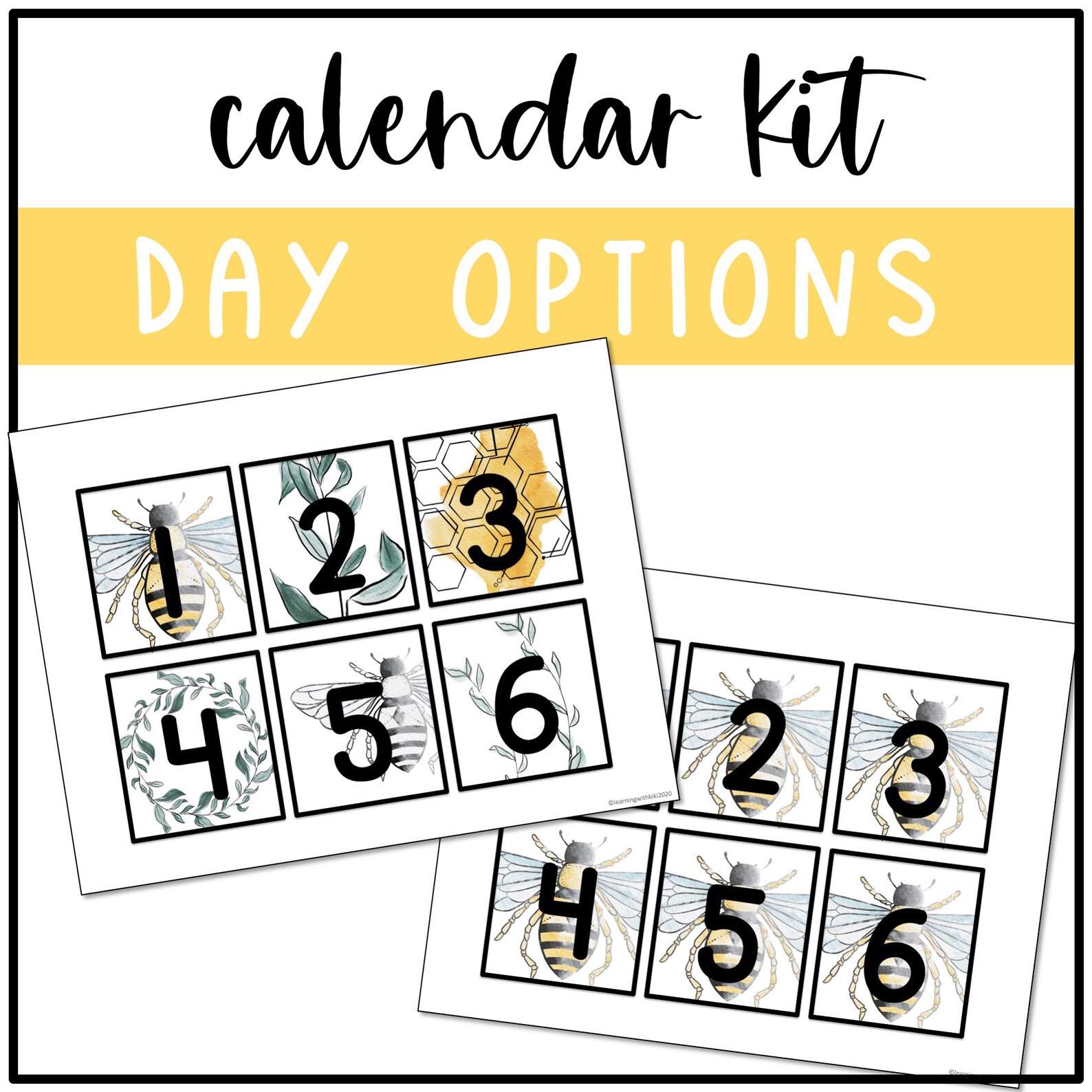 Bee Classroom Decor Calendar Pocket Chart Editable - Etsy