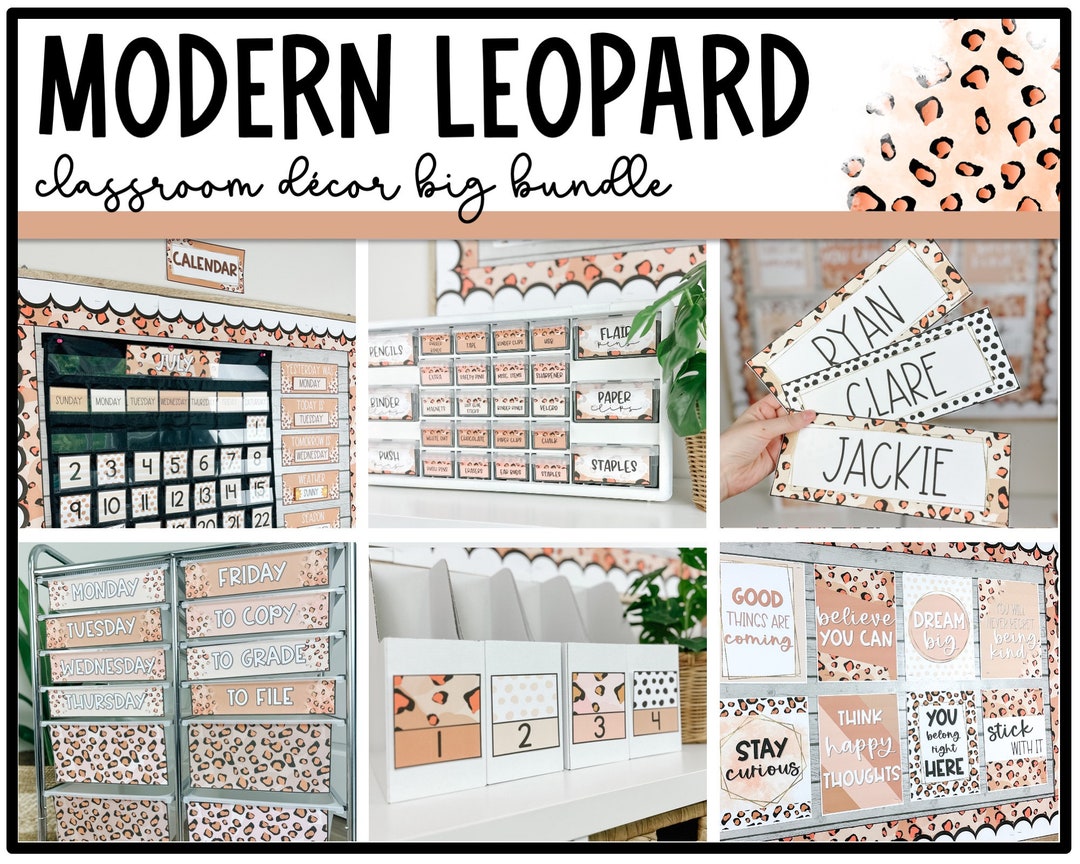 MODERN LEOPARD Classroom Decor Bundle Editable Cheetah - Etsy