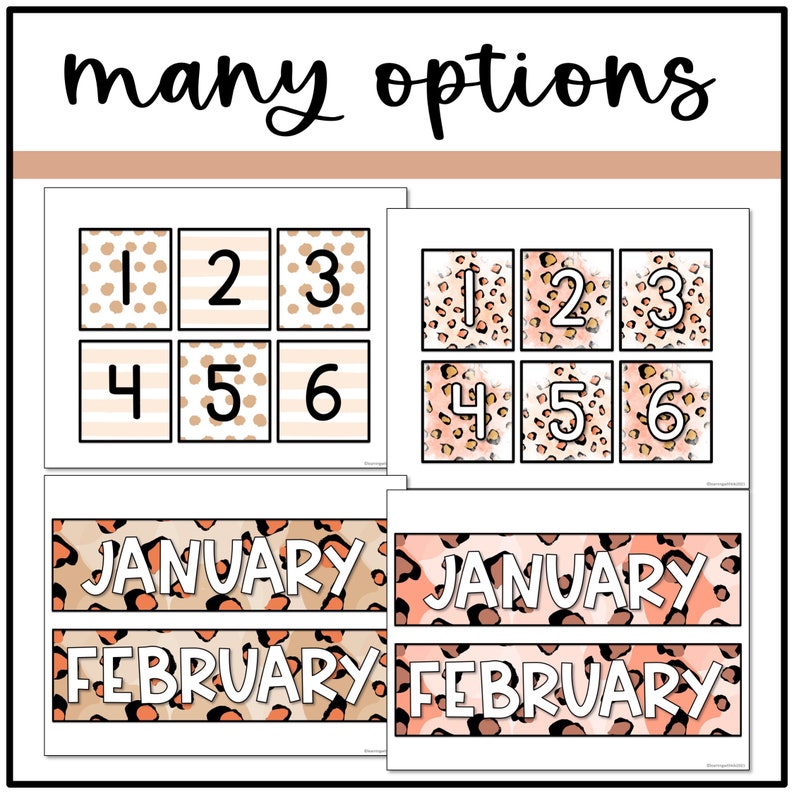 MODERN LEOPARD Calendar Pocket Chart Cheetah Classroom - Etsy
