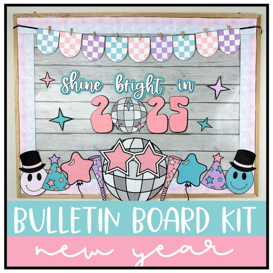 New Year Bulletin Board Kit | Classroom Decor | Retro | 2025 | January ...