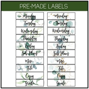 Eucalyptus and Gold 10 and 12 Drawer Rolling Cart Labels | Teacher Cart ...