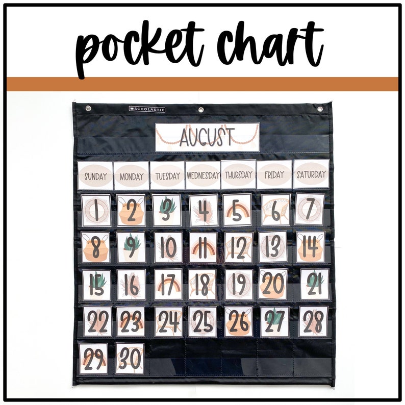 MODERN BOHO Calendar Pocket Chart Desert Neutral Classroom - Etsy