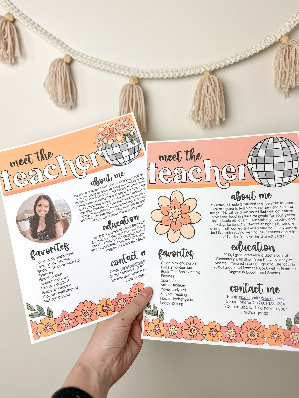 Disco Floral Meet the Teacher | Teacher Introduction Letter | Retro - Etsy
