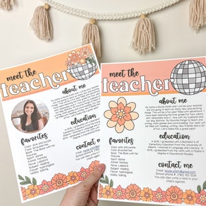 Disco Floral Meet the Teacher | Teacher Introduction Letter | Retro - Etsy