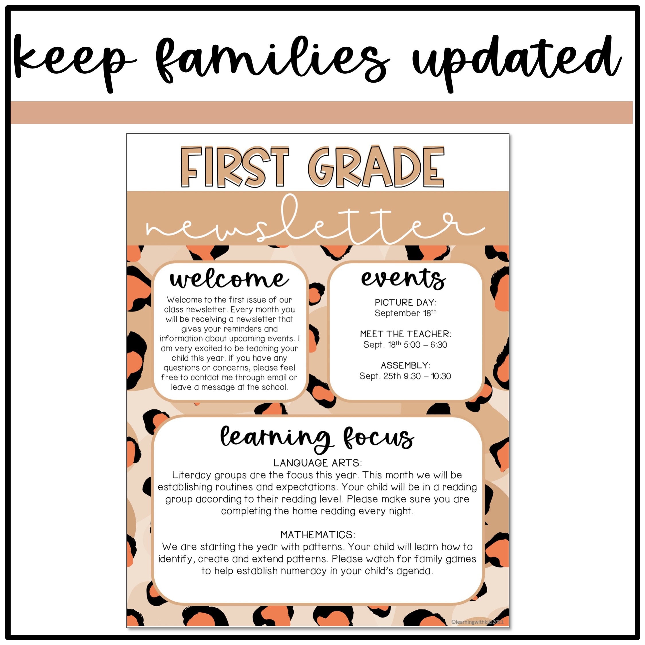 Modern Leopard Classroom Newsletter, Cheetah Classroom Decor ...