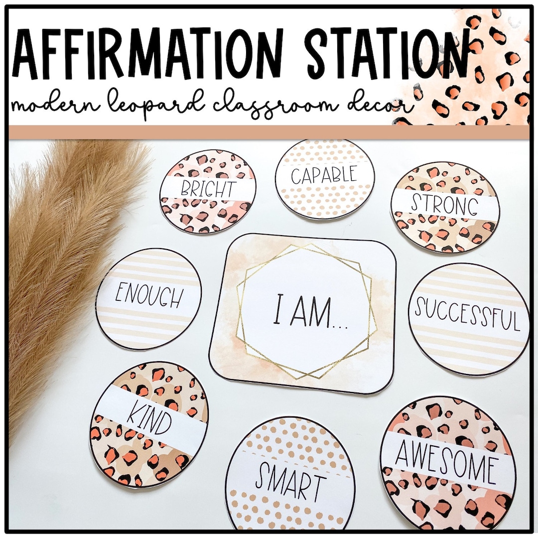 Modern Leopard Door Display, Positive Affirmations, Cheetah Classroom ...