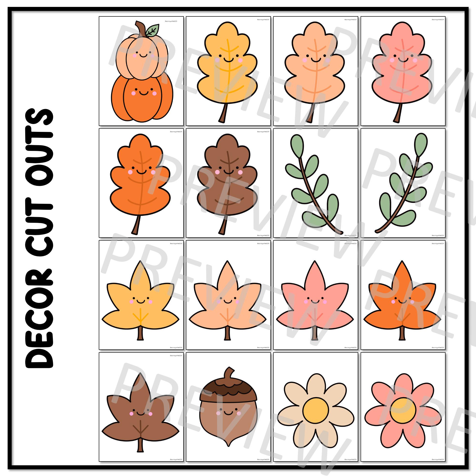 Fall Bulletin Board Kit, Classroom Decor, Pastel Trendy Pumpkins Leaves ...
