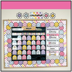 Happy Brights Calendar | Pocket Chart | Bright Classroom Decor - Etsy