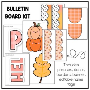 Fall Bulletin Board Kit, Classroom Decor, Pastel Trendy Pumpkins Leaves ...
