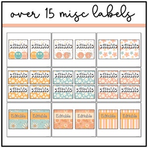 Boho Retro Name Tags | Classroom Labels | Editable | Daisy - Etsy