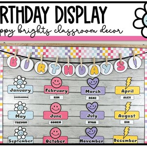 Happy Brights Birthday Display Bulletin Board Editable - Etsy