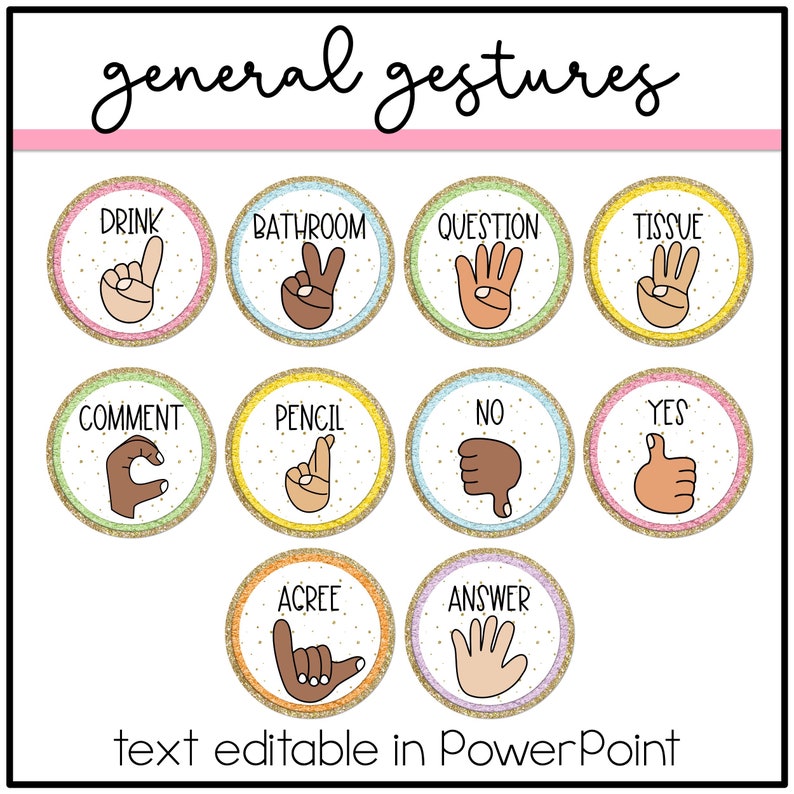 Retro Pastel Classroom Hand Signals Varsity Patch - Etsy Ireland