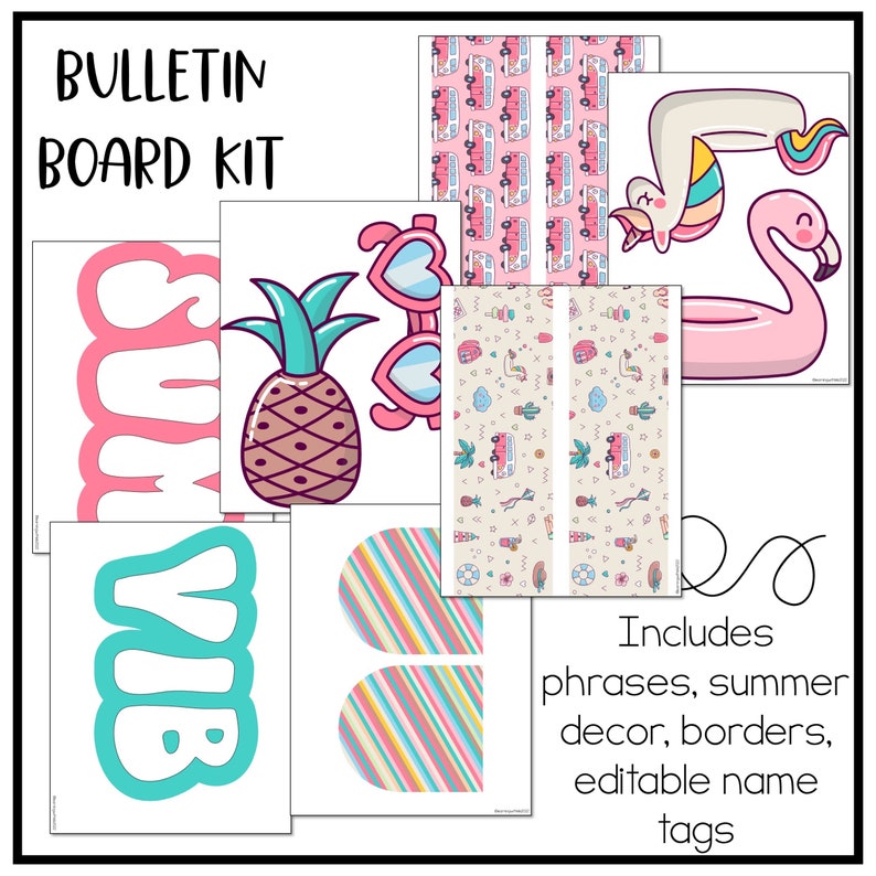 Summer Bulletin Board Kit Classroom Decor Retro - Etsy