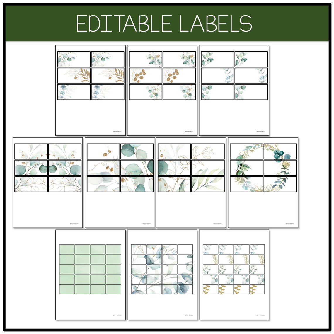 Eucalyptus and Gold Teacher Toolbox Labels Botanical - Etsy