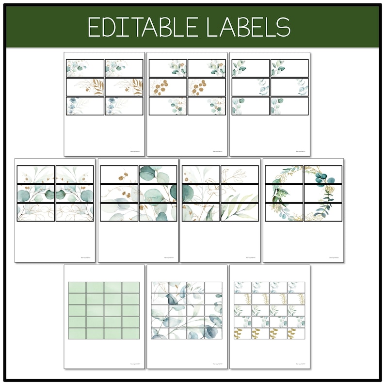 Eucalyptus and Gold Teacher Toolbox Labels Botanical - Etsy