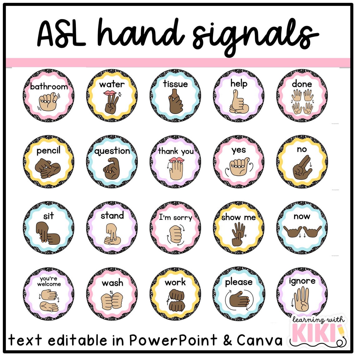 Hand Signals Posters | Composition Notebook Classroom Decor | Editable ...