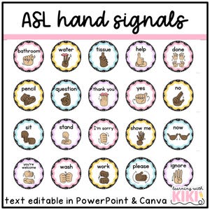 Hand Signals Posters | Composition Notebook Classroom Decor | Editable ...