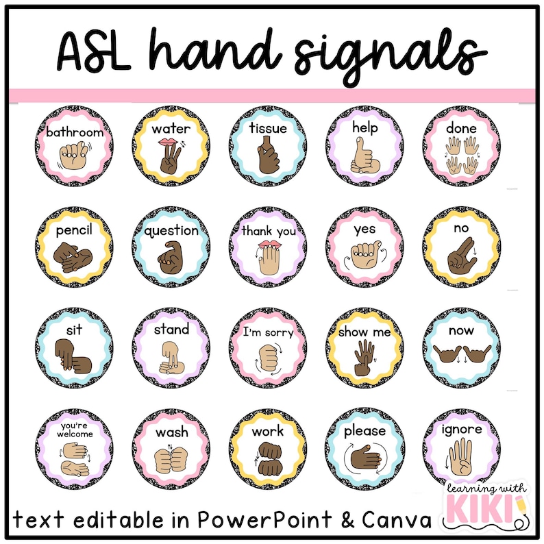Hand Signals Posters | Composition Notebook Classroom Decor | Editable ...