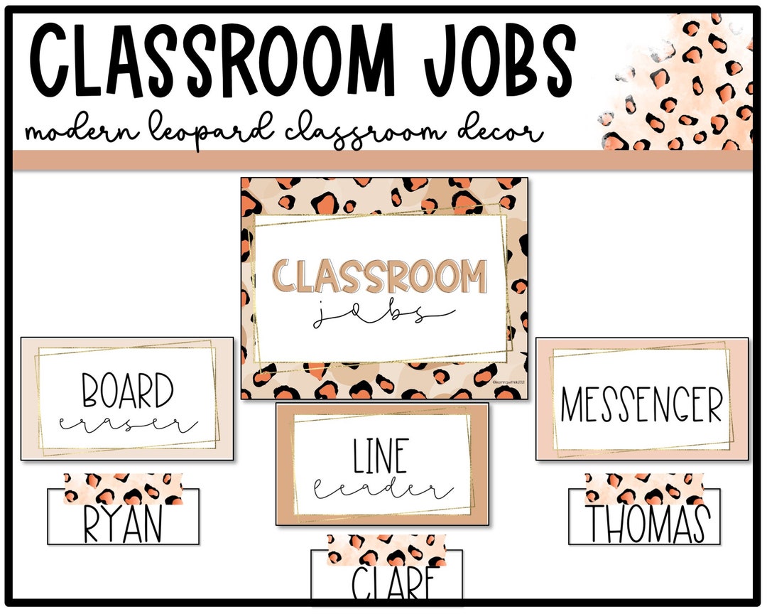 Modern Leopard Classroom Jobs Cheetah Classroom Decor - Etsy