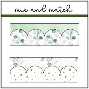 Eucalyptus and Gold Bulletin Board Borders | Botanical | Greenery ...