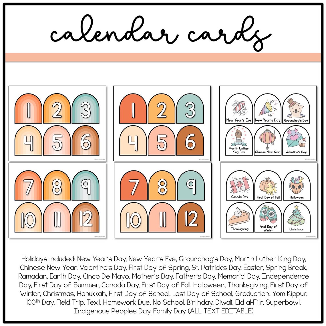 Boho Retro Calendar Pocket Chart Daisy Classroom Decor - Etsy
