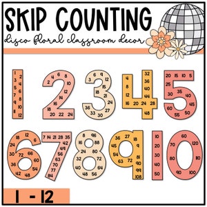 Disco Floral Skip Counting Posters, Retro Classroom Decor, Multiples ...