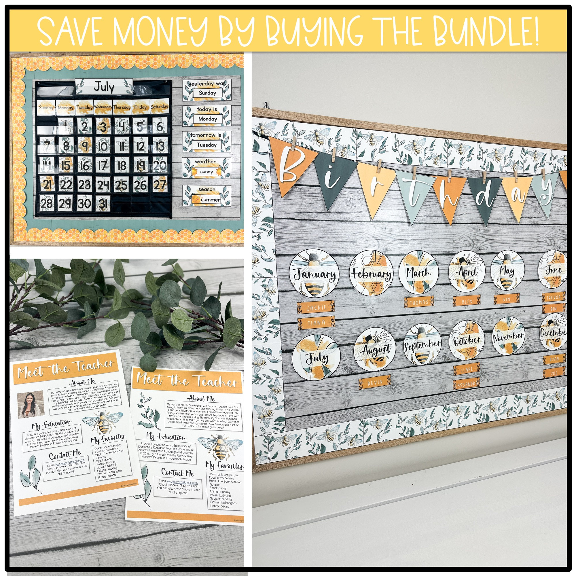 Bee Classroom Decor Bundle | Editable - Etsy