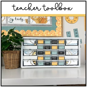 Bee Teacher Toolbox | Template | Bee and Eucalyptus Classroom Decor - Etsy
