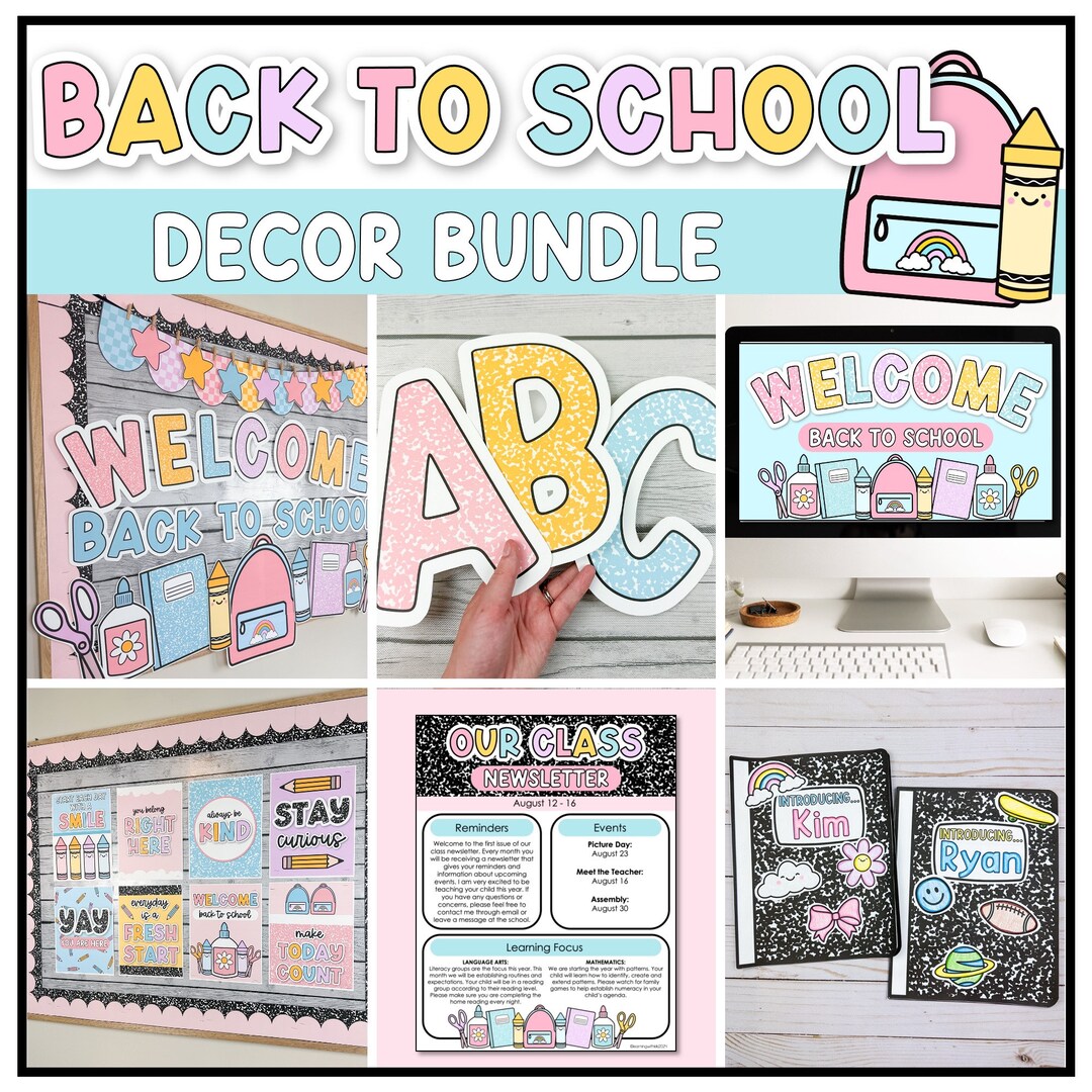 Back to School Decor Bundle, Bulletin Board, Posters, Classroom Slides ...