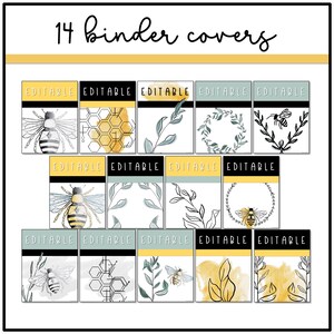 Bee Binder Covers | Editable | Bee and Eucalyptus Classroom Decor - Etsy