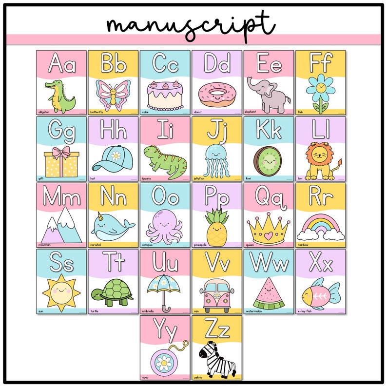 Pastel Dreams Alphabet Posters | Calm Classroom Decor - Etsy