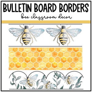 Bee Bulletin Board Borders | Botanical | Greenery | Bumble Bee ...