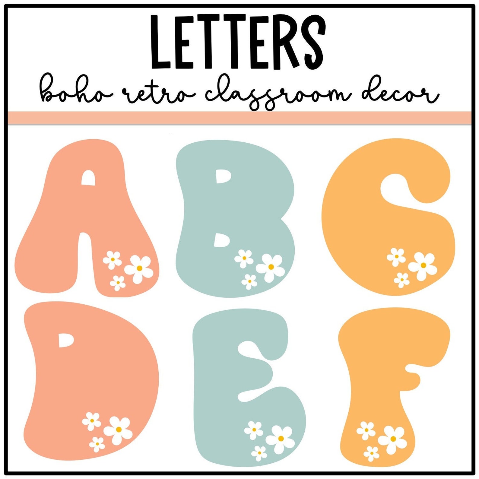 Boho Retro Bulletin Board Letters Daisy Letters - Etsy