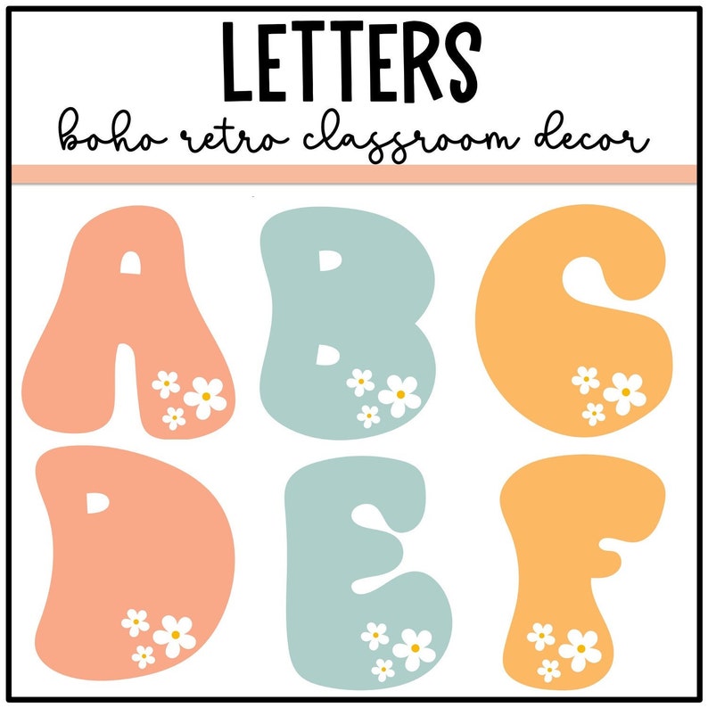 Boho Retro Bulletin Board Letters Daisy Letters - Etsy