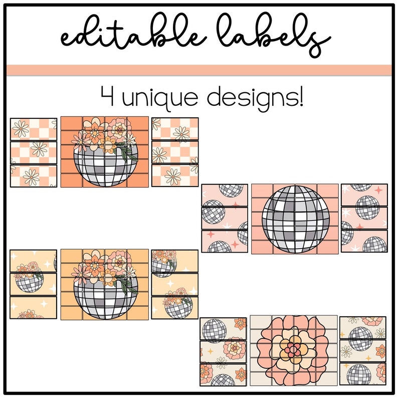 Disco Floral Teacher Toolbox Labels | Retro Classroom Decor - Etsy