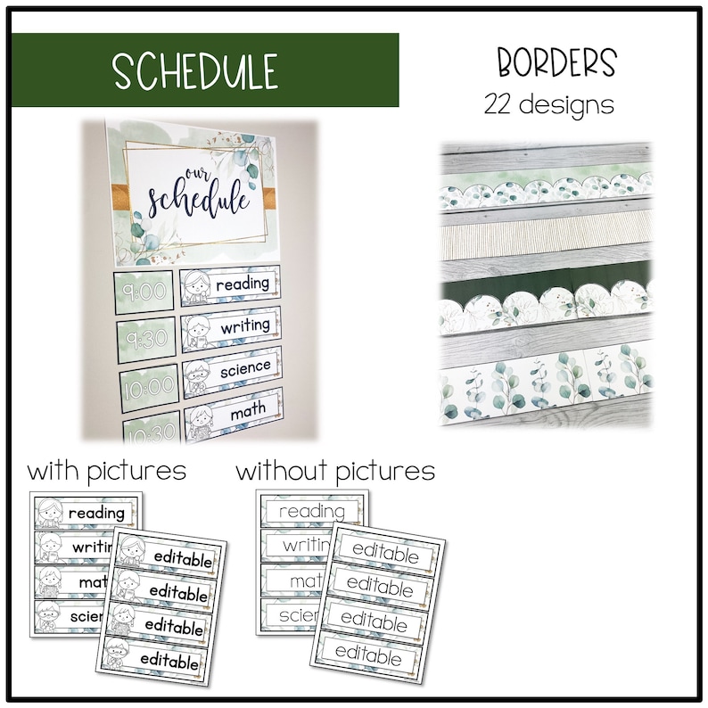 Eucalyptus and Gold Classroom Decor Bundle | Editable | Botanical - Etsy