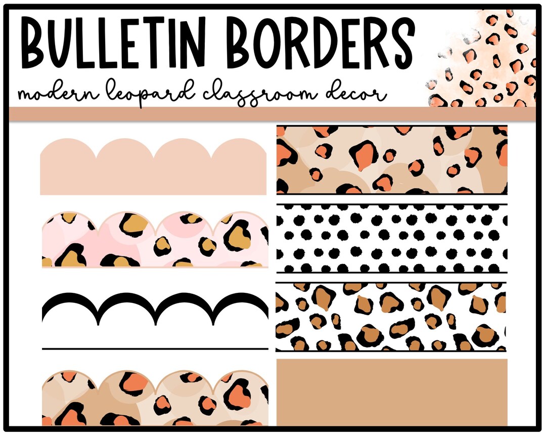Modern Leopard Bulletin Board Borders Printable Cheetah - Etsy
