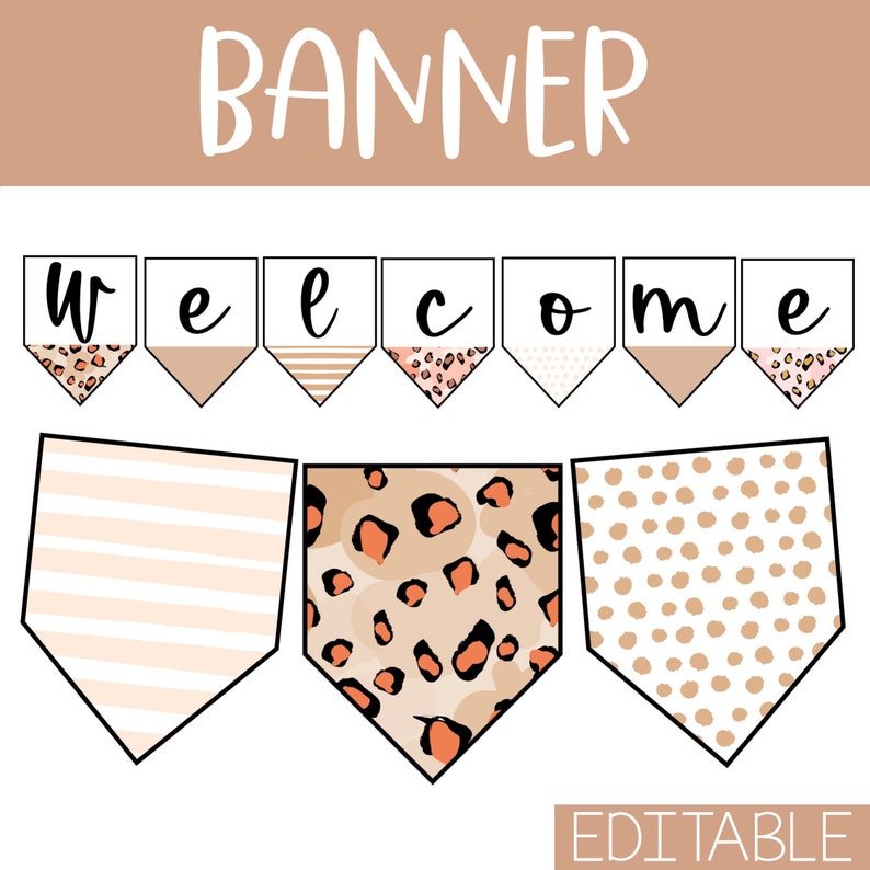 MODERN LEOPARD Banner Bunting Bulletin Board Cheetah - Etsy