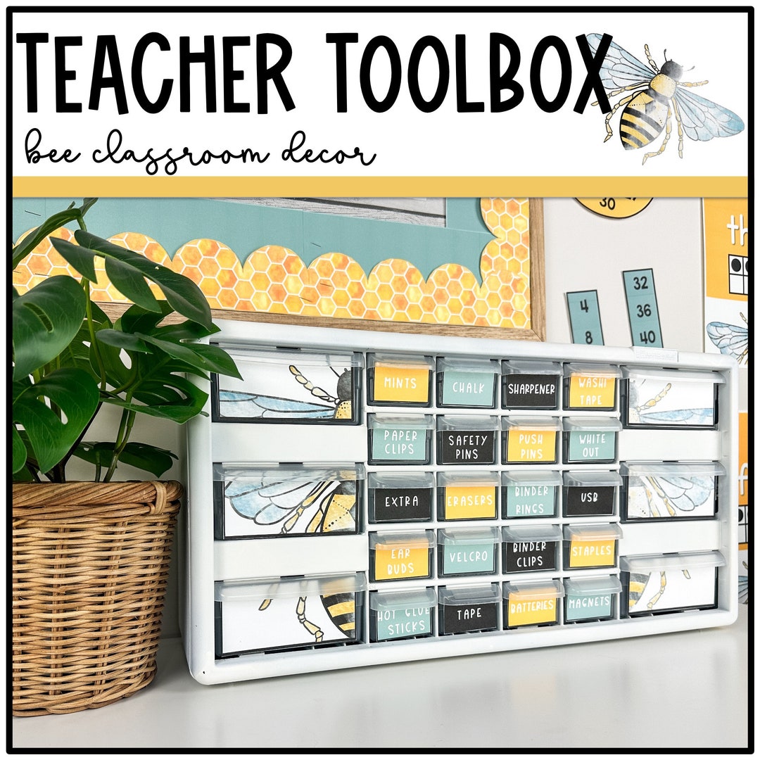 Bee Teacher Toolbox | Template | Bee and Eucalyptus Classroom Decor - Etsy