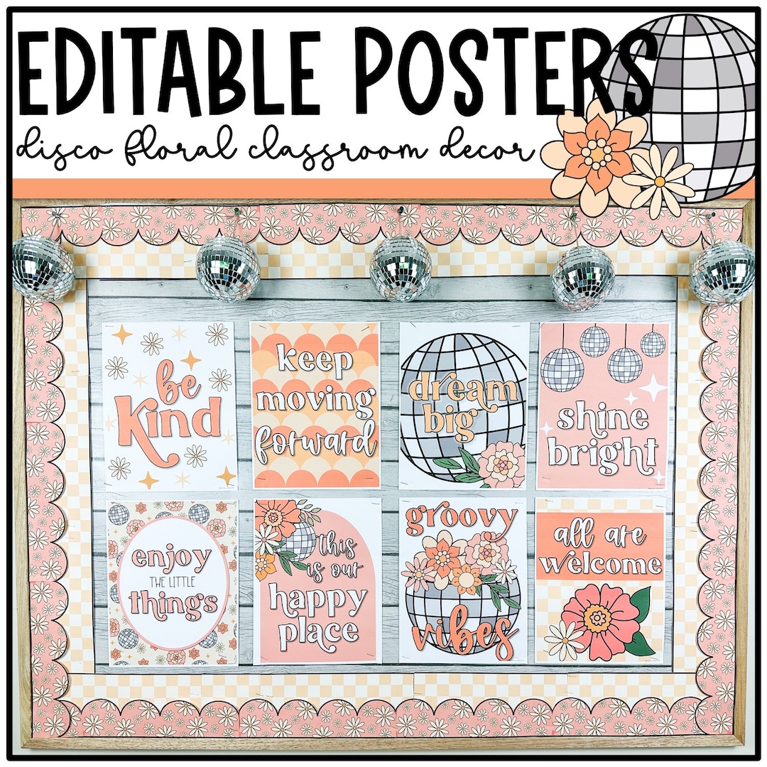 Disco Floral Classroom Posters, Inspirational, Disco Groovy Classroom ...