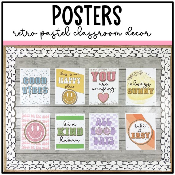 Retro Pastel Classroom Posters Growth Mindset Smiley Face - Etsy