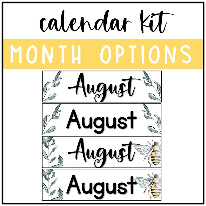 Bee Classroom Decor Calendar Pocket Chart Editable - Etsy