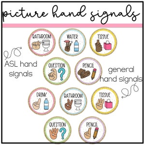 Retro Pastel Classroom Hand Signals | Varsity Patch - Etsy