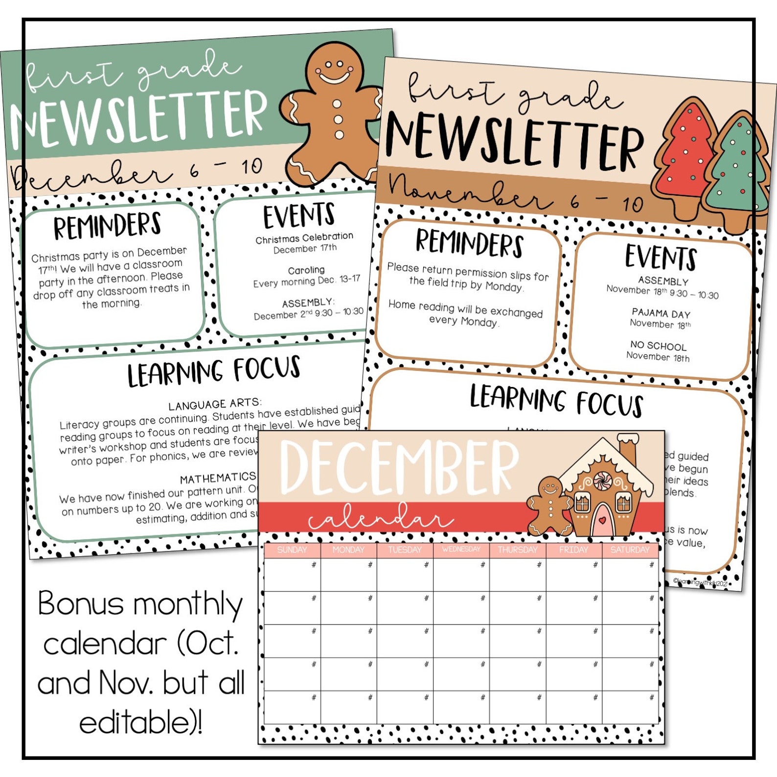 Christmas Classroom Newsletter Template, Gingerbread - Etsy