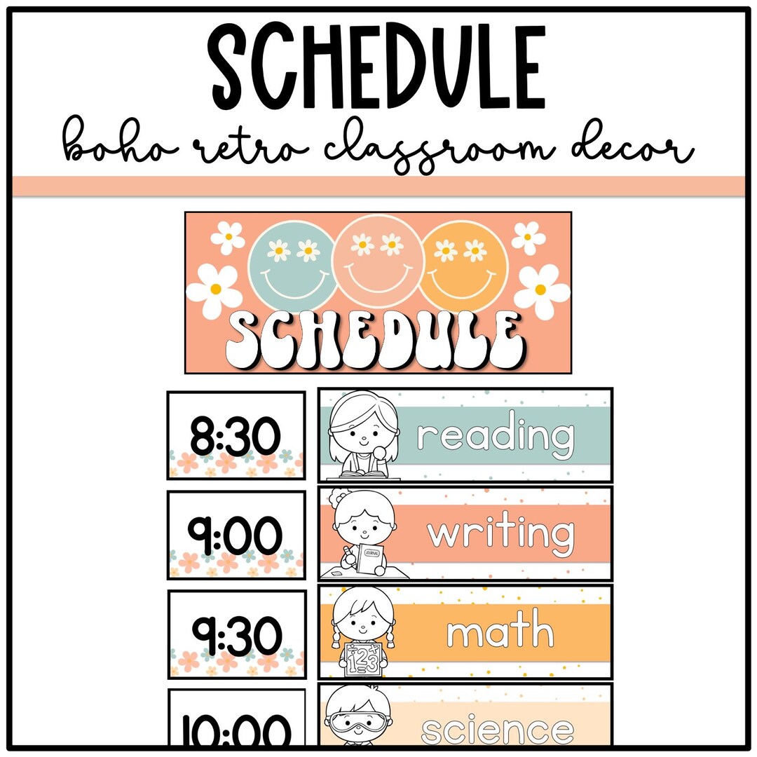 Boho Retro Classroom Decor, Classroom Schedule, Editable - Etsy