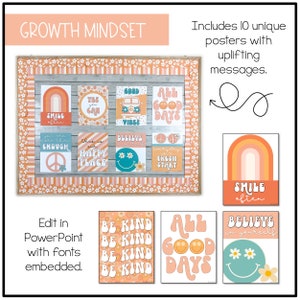 Boho Retro Classroom Decor Bundle | Editable | Groovy | Daisy | Rainbow ...